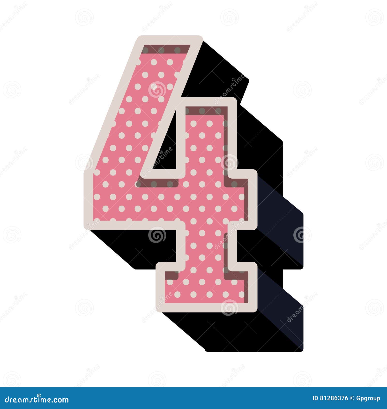 Three-dimensional Number Four Dotted in Pink Color Stock Illustration ...