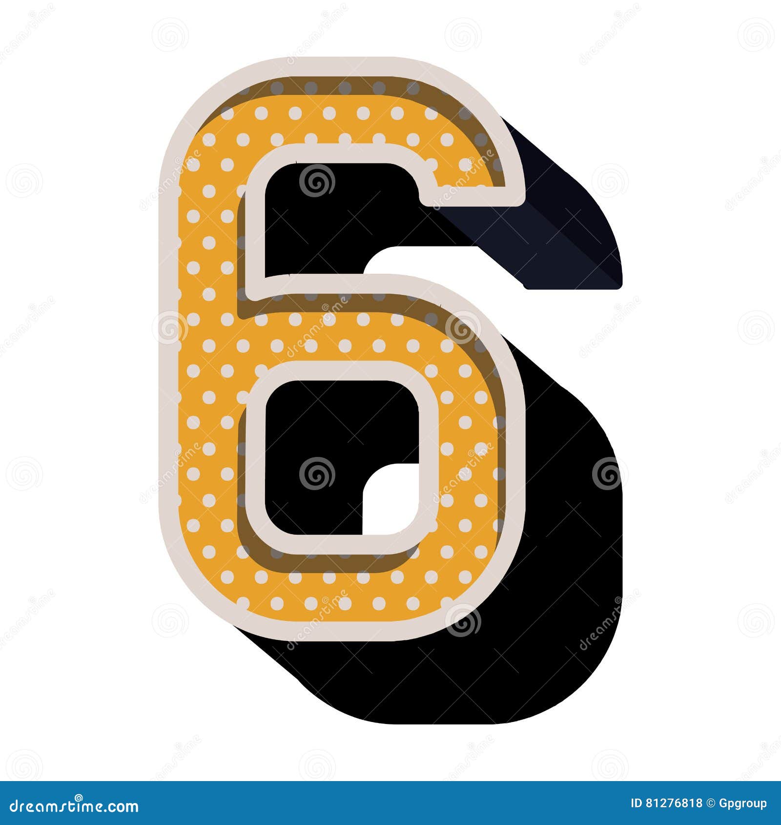 Three-dimensional Number Six Dotted in Yellow Color Stock Illustration ...