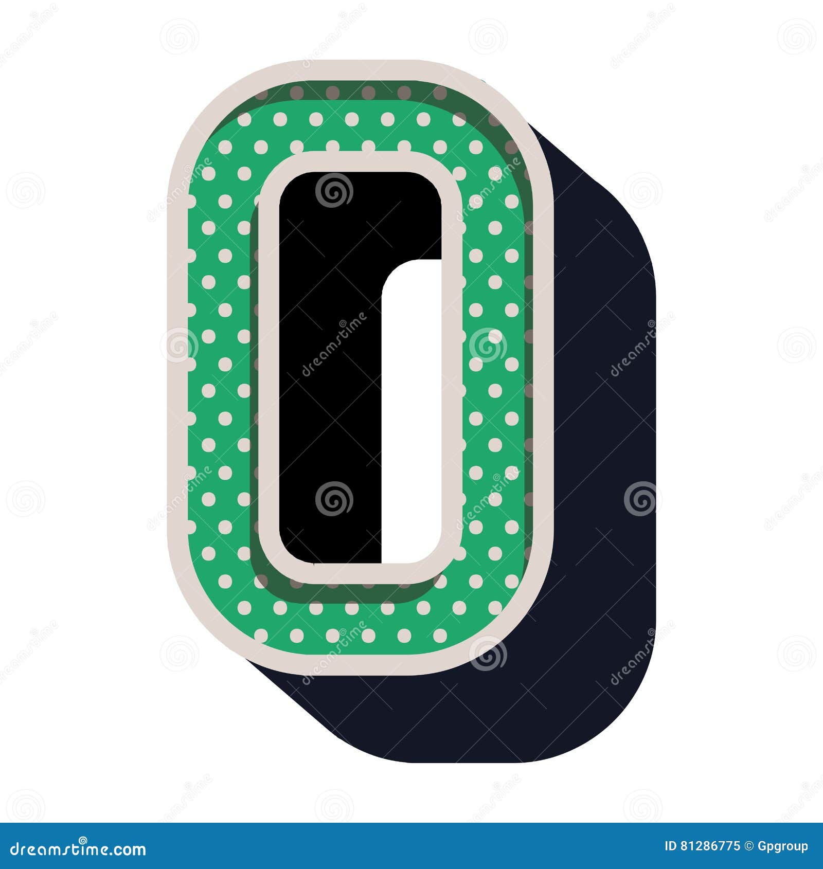 Three-dimensional Number Zero Dotted in Green Color Stock Illustration ...