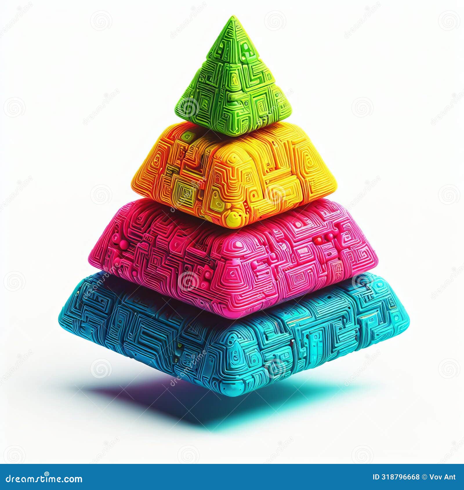 Three Dimensional Pebble in the Shape of a Pyramid, Featuring Stock ...