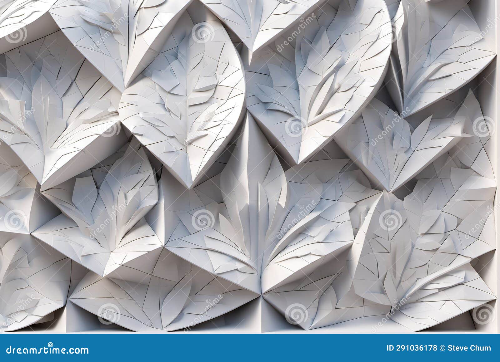 Three-dimensional Plaster Material Plant Leaves Background Stock ...