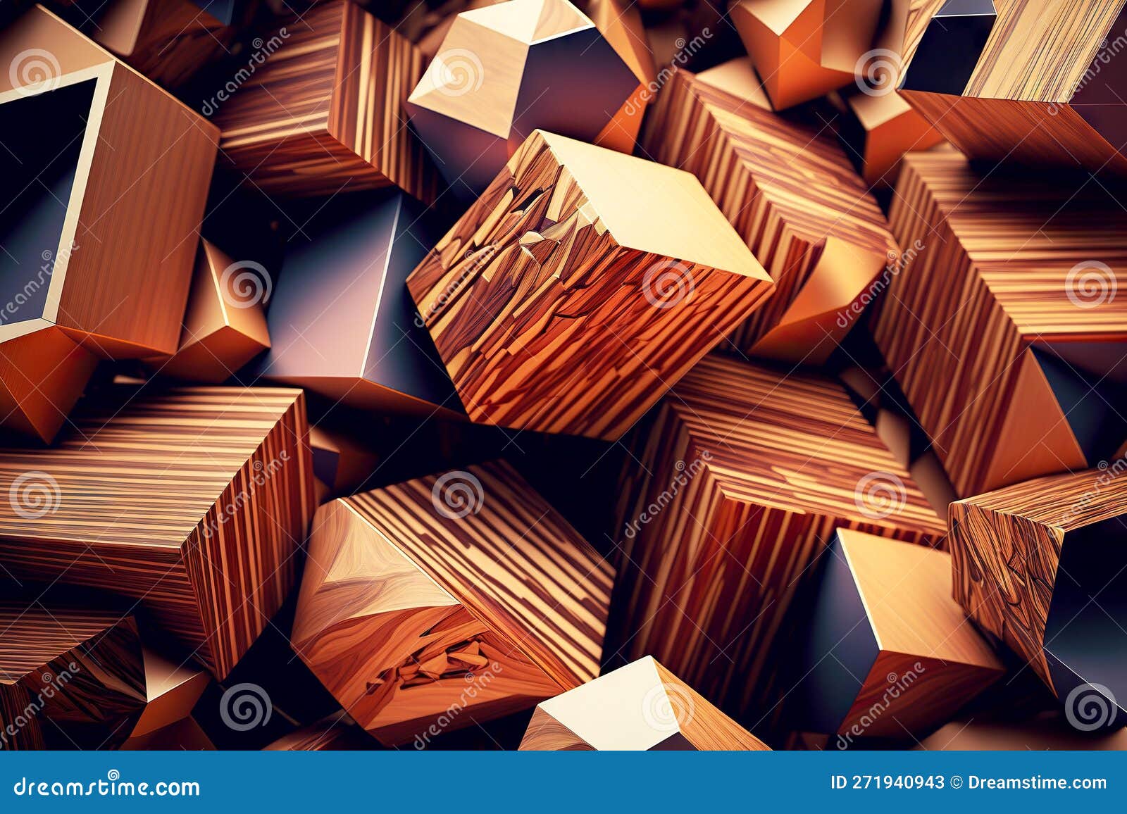 Three-dimensional Polished Wood Pieces Pattern Background 3d Render ...