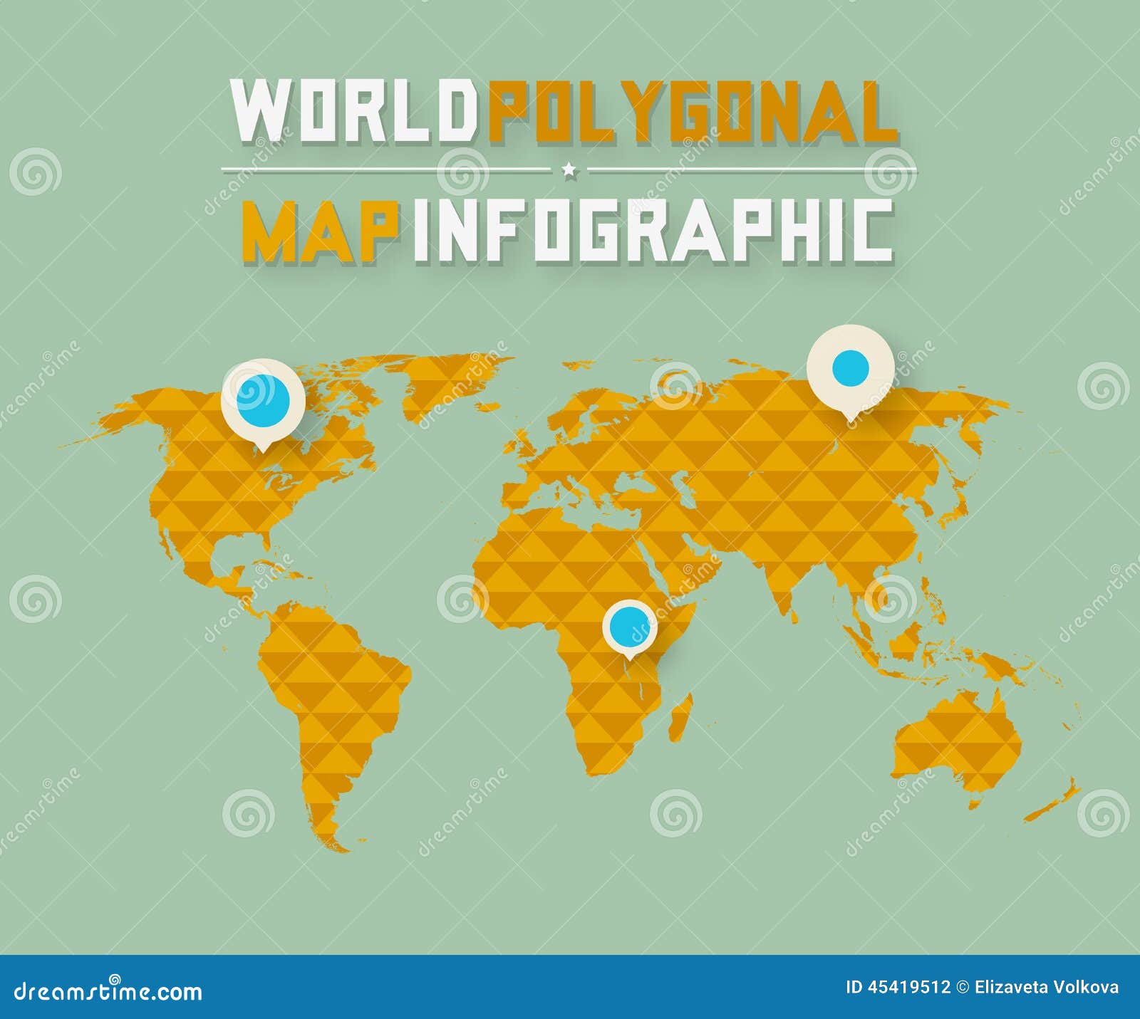 Three Dimensional Polygonal World Map and Stock Vector - Illustration ...