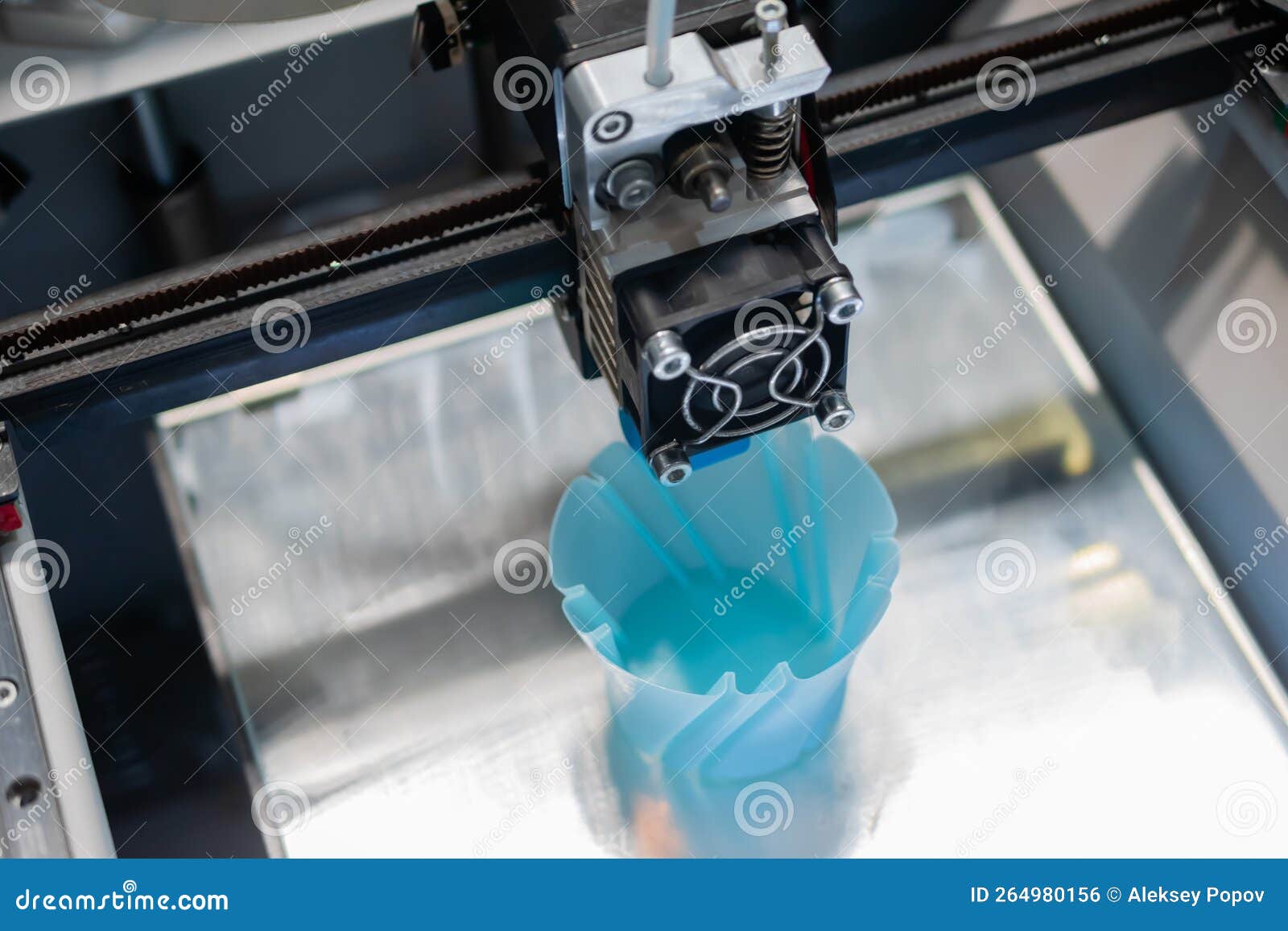 Three Dimensional Printing Machine Making Blue Physical 3D Model ...