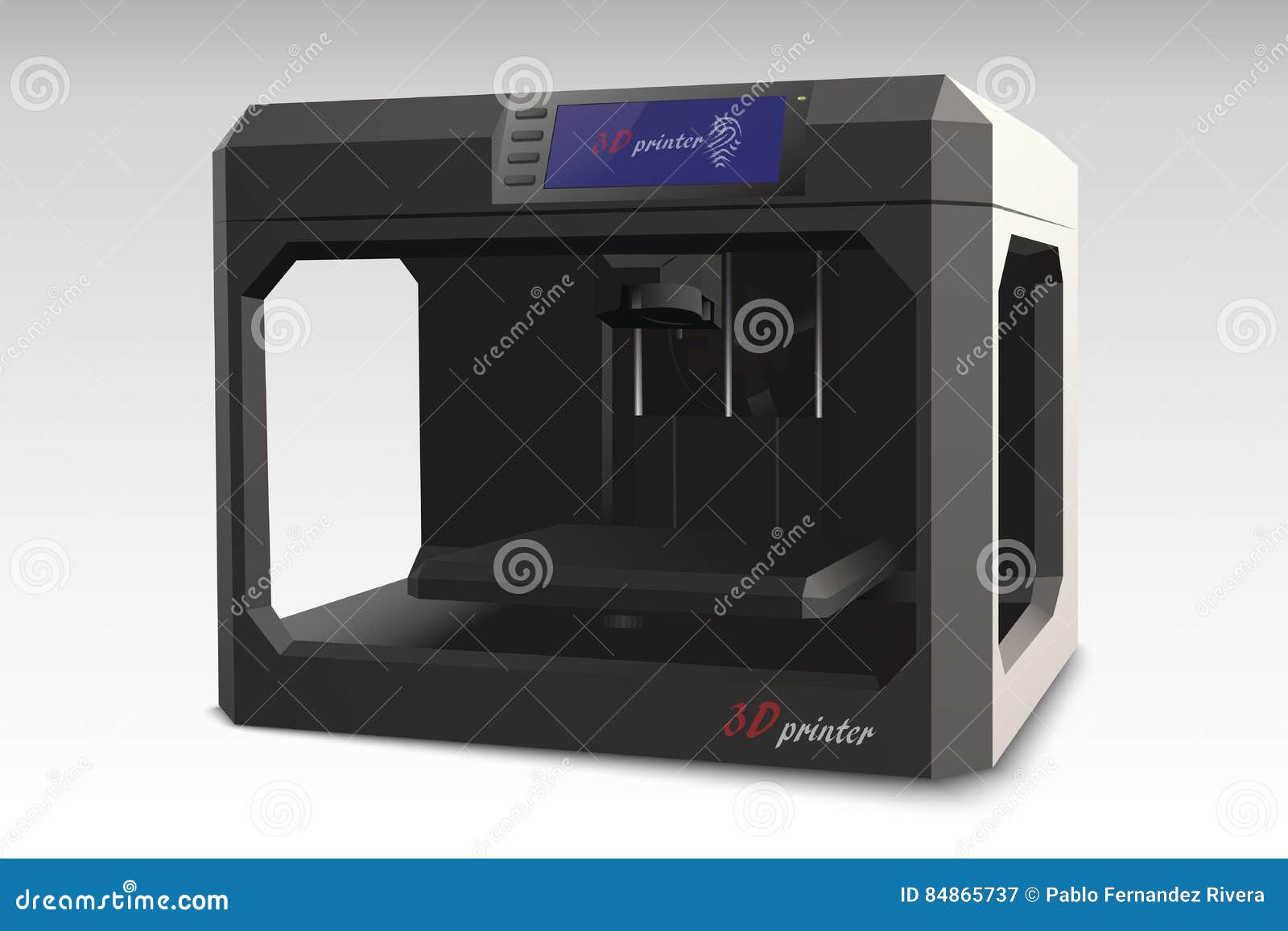 Three Dimensional Printer with Touch Screen Stock Vector - Illustration ...