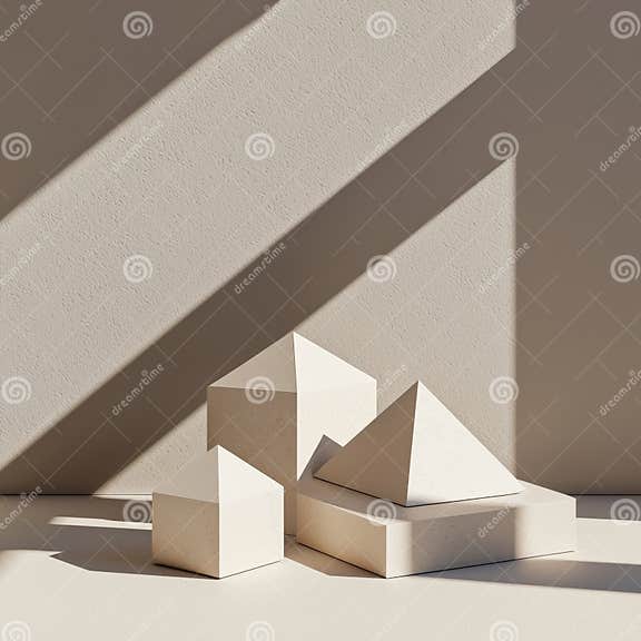 Three-dimensional Prism Pyramid Rectangular Cube Objects on Gray ...