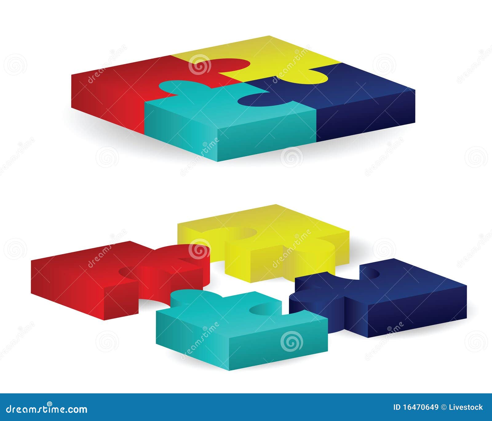 Three-Dimensional Puzzle Blocks Stock Vector - Illustration of jigsaw ...