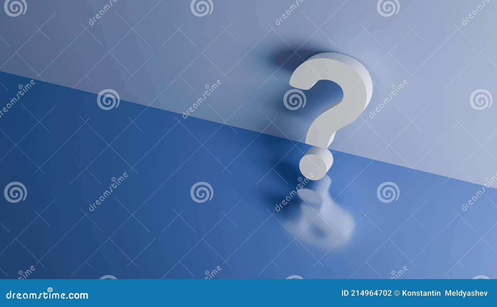 A Three-dimensional Question Mark Leaning Against a Blue Wall Stock ...