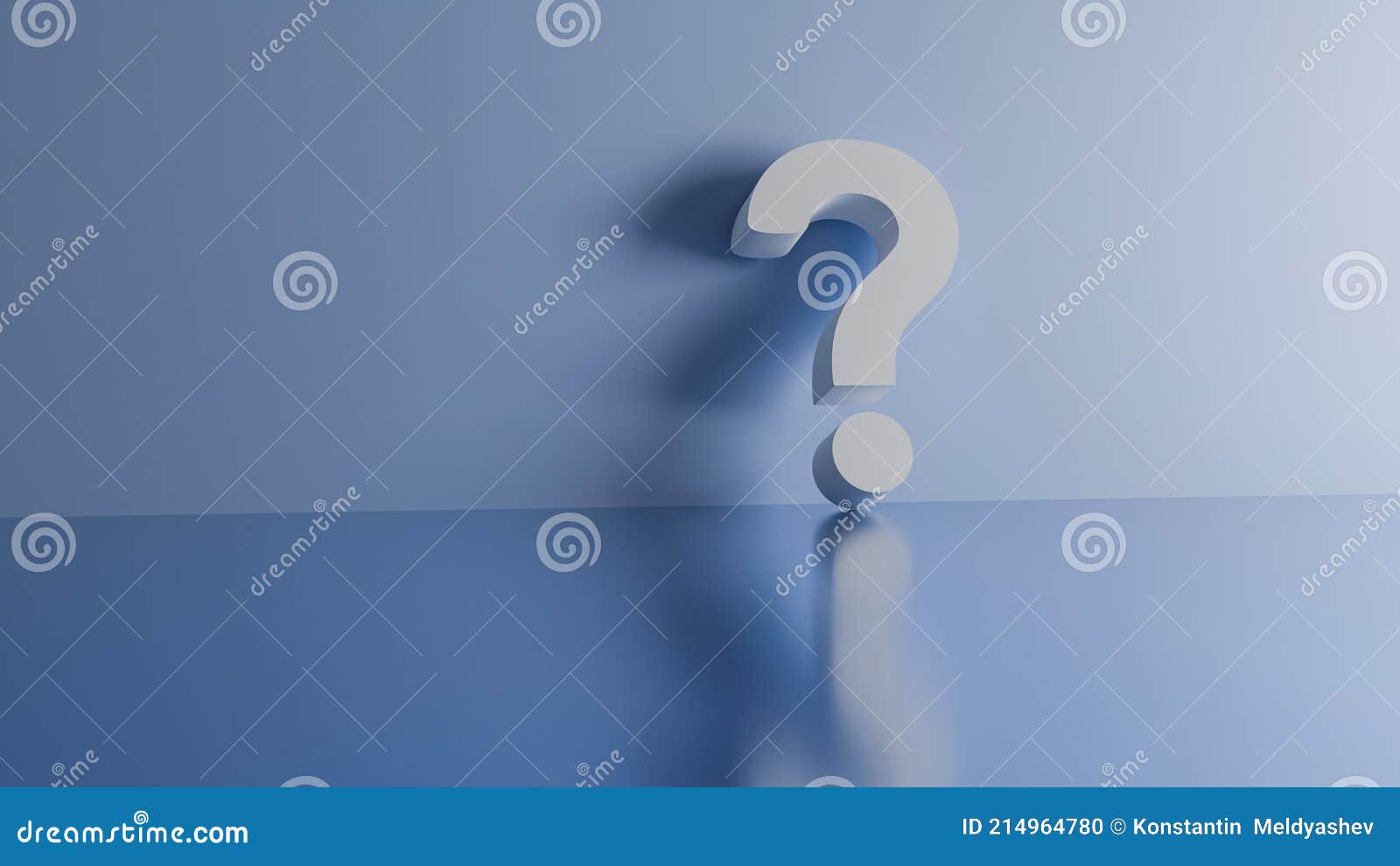 A Three-dimensional Question Mark Leaning Against a Blue Wall Stock ...