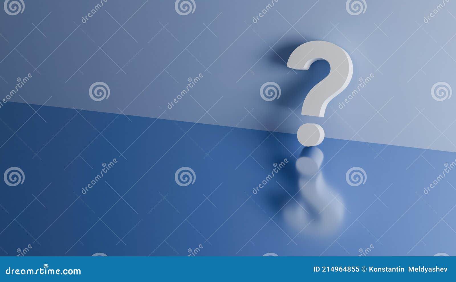 A Three-dimensional Question Mark Leaning Against a Blue Wall Stock ...