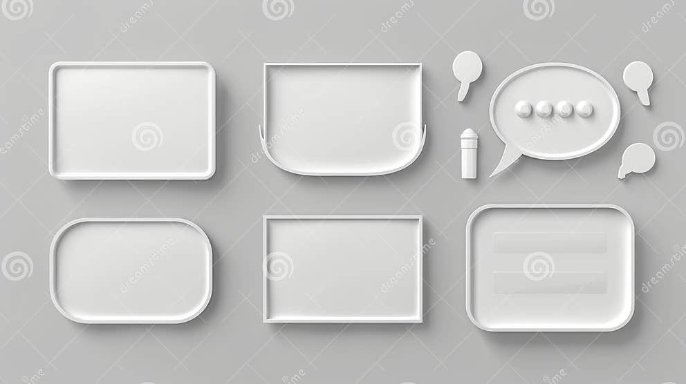 Three Dimensional Realistic Speech Boxes Isolated on a White Background ...