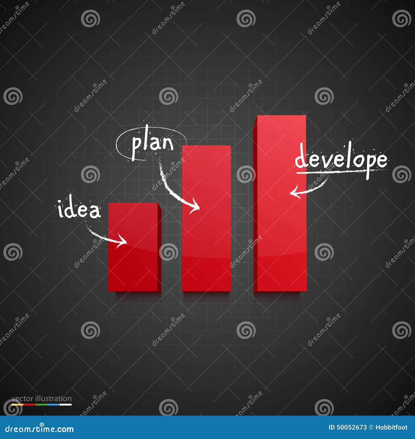 Three-dimensional Red Chart with Handwritten Tips Stock Vector ...