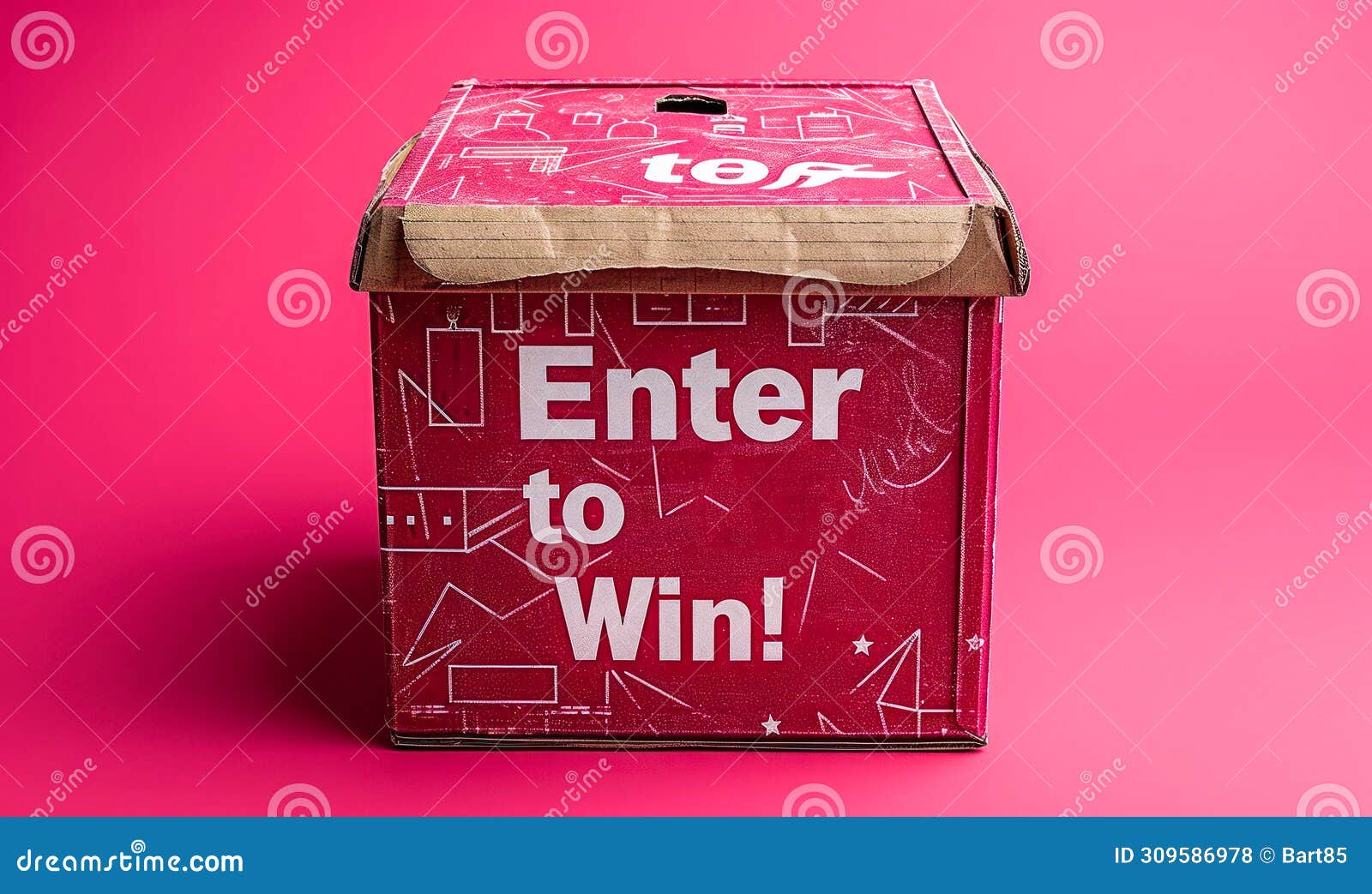 Three Dimensional Red Contest Entry Box with Bold White Enter To Win ...