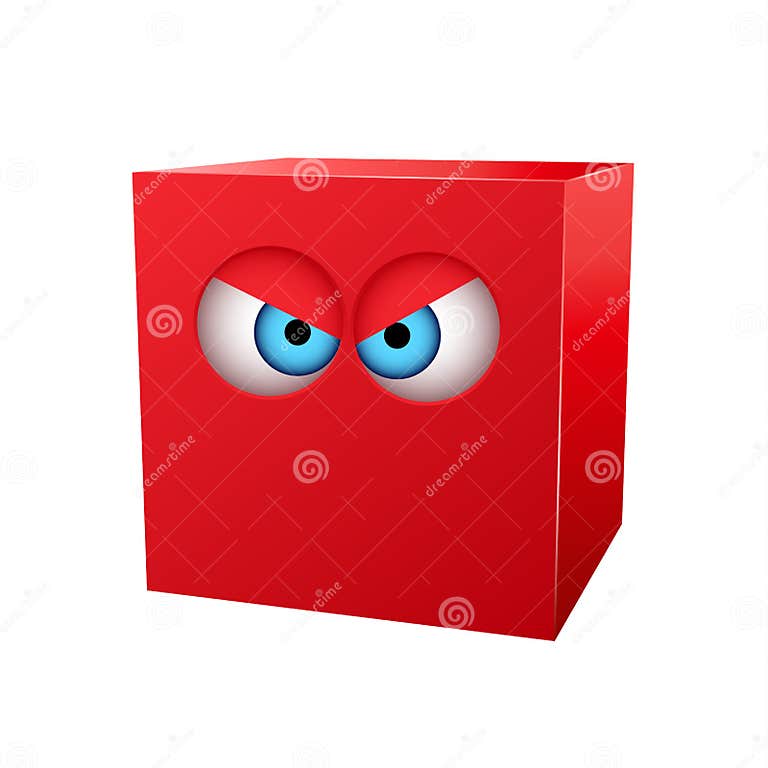 Three-dimensional Red Cube with Eyes. Stock Vector - Illustration of ...