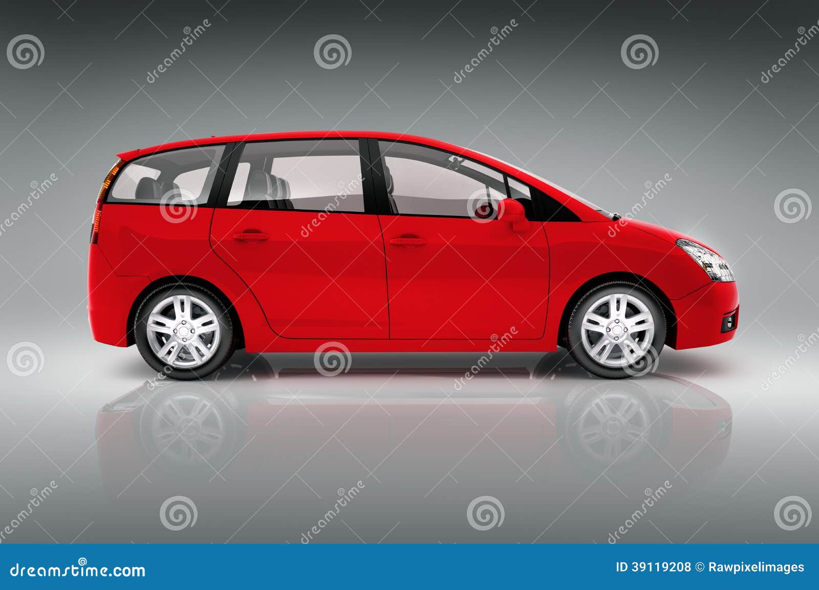 Three Dimensional Red Family Car Stock Photo - Image of motorized ...