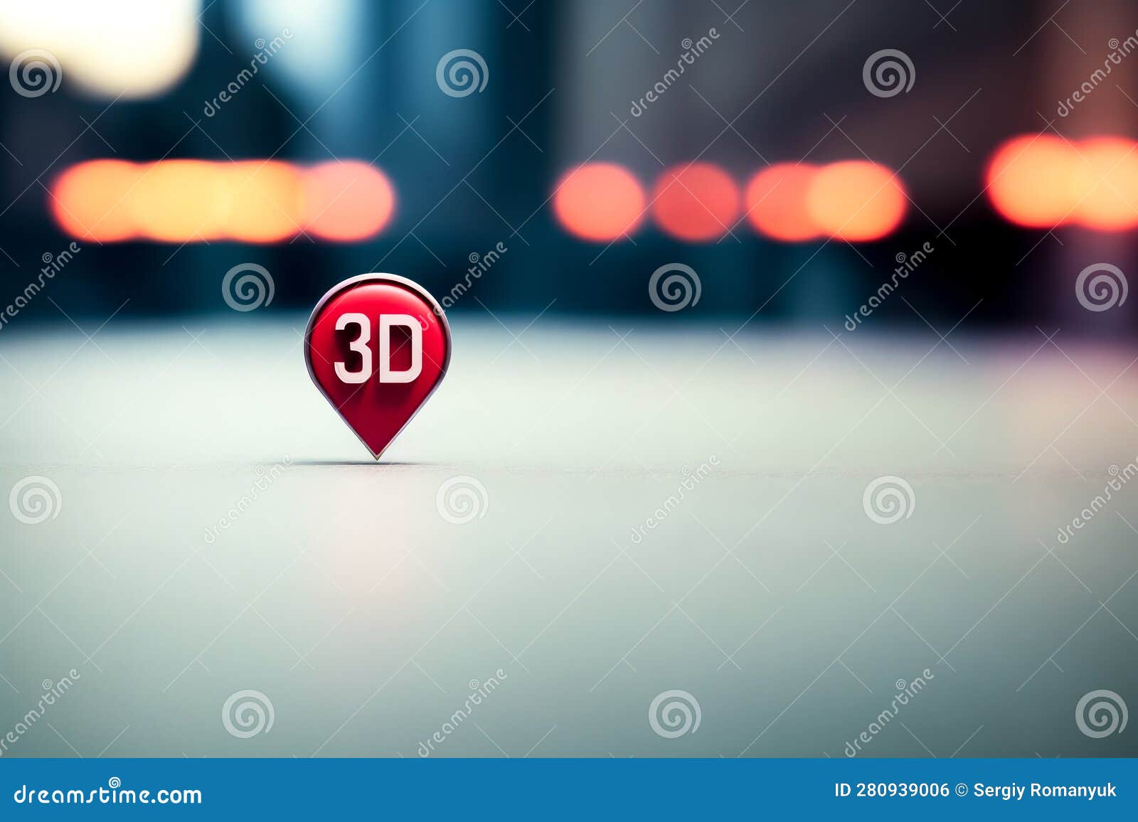 Three-dimensional Red Pin Icon on the Map with the Text 3D on the ...