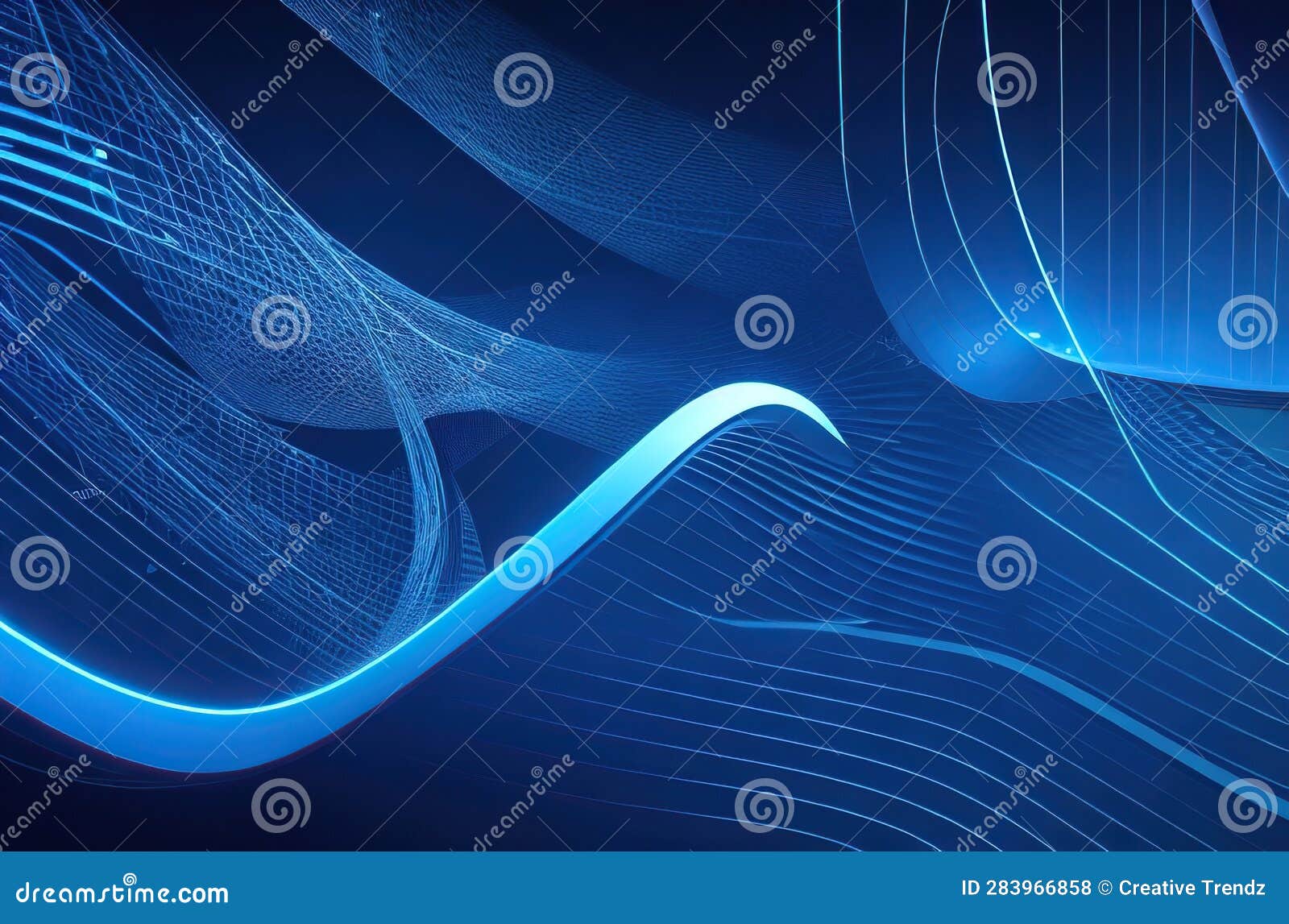 Three Dimensional Render of Blue Wavy Pattern. 3D Render Stock ...