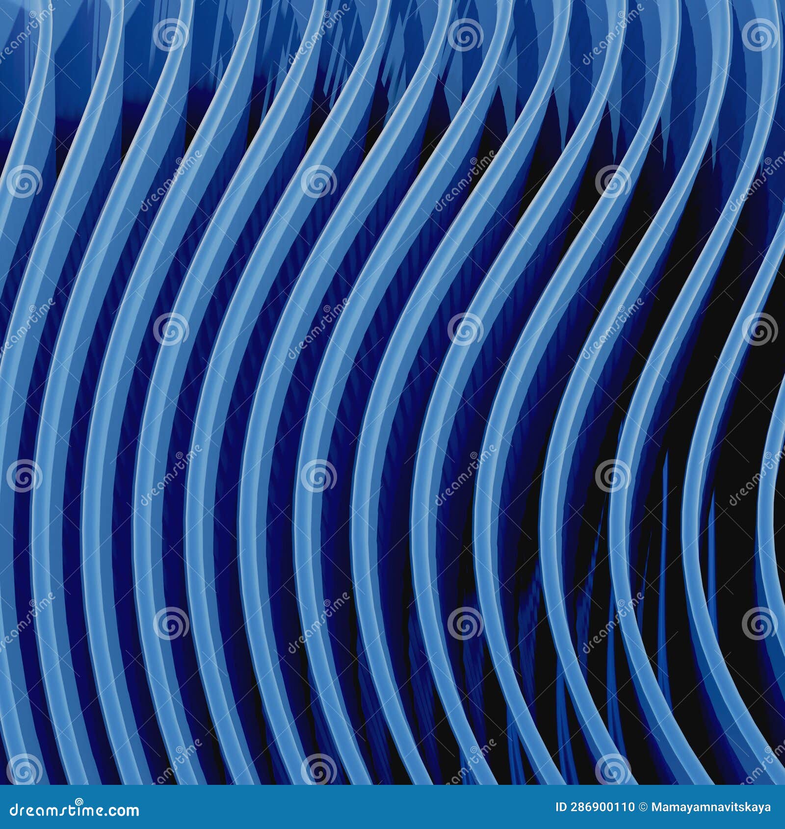 Three Dimensional Render of Blue Wavy Wallpaper, 3D Abstract Navy Lines ...