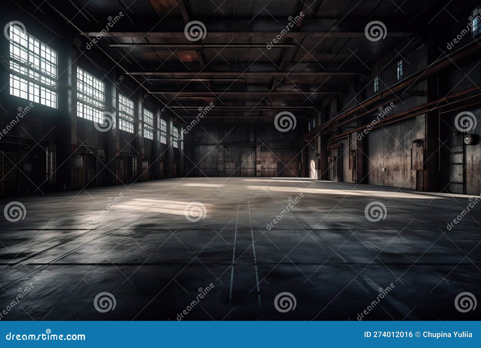 Three Dimensional Render of Dark Empty Warehouse. AI Generated Stock ...