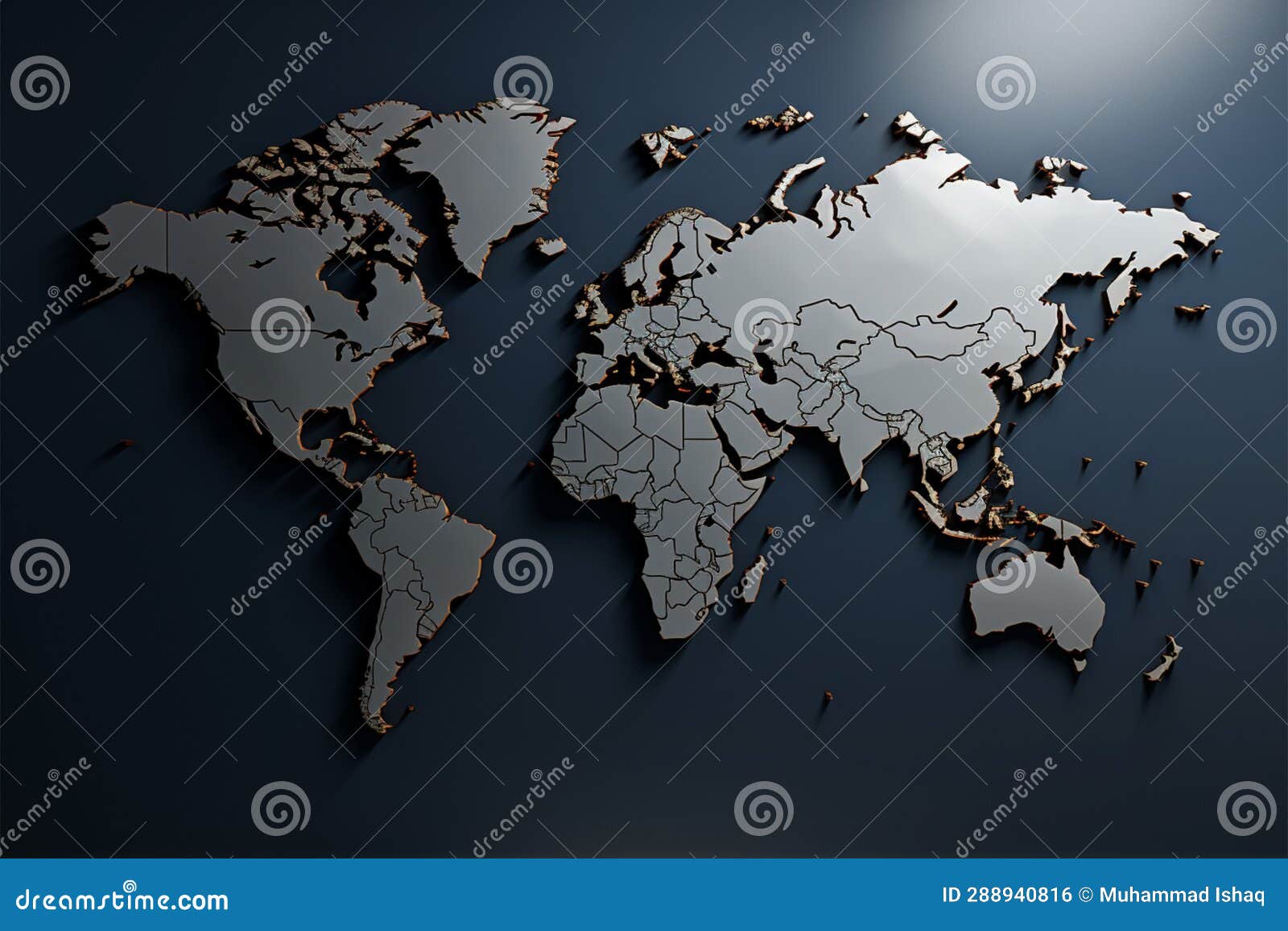 Three Dimensional Render of an Extruded and Textured World Map Stock ...