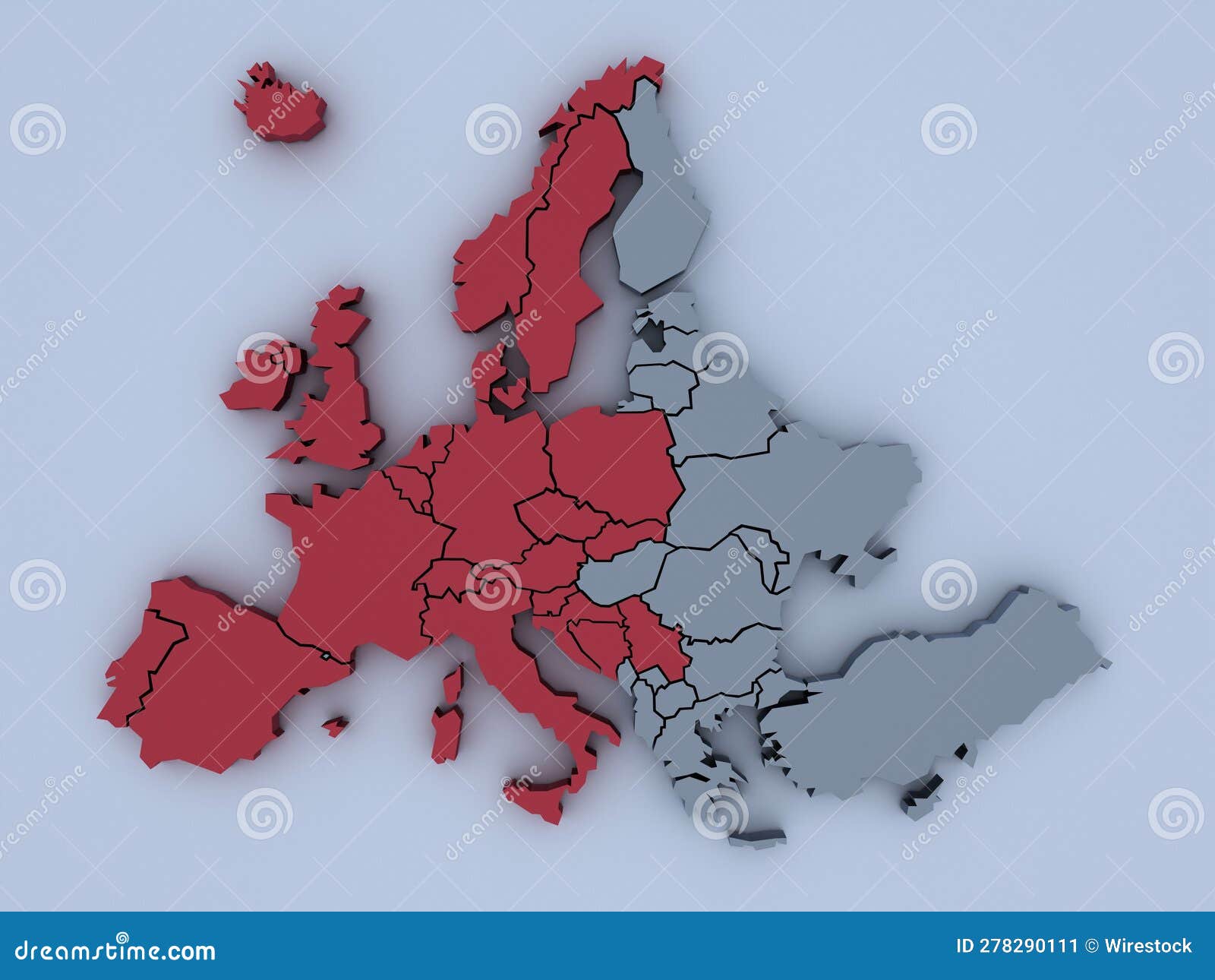 Three-dimensional Render of a Map with the Countries of Europe in ...