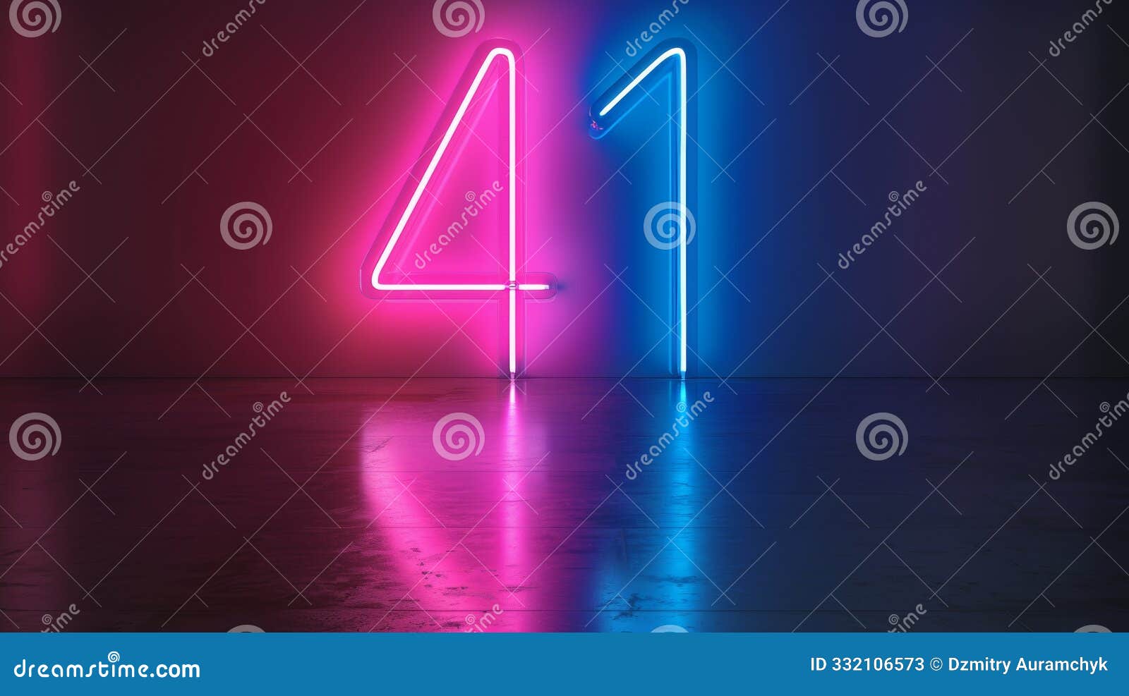 Three-dimensional Render of the Number Forty One Glowing in the Dark ...