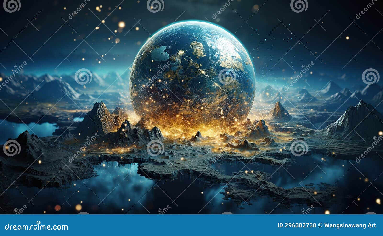 Three Dimensional Render of Planet Earth Floating in Outer Space Stock ...