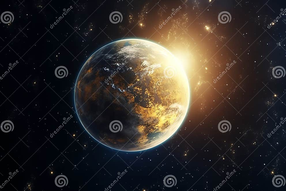 Three Dimensional Render of Planet Earth Floating in Outer Space ...