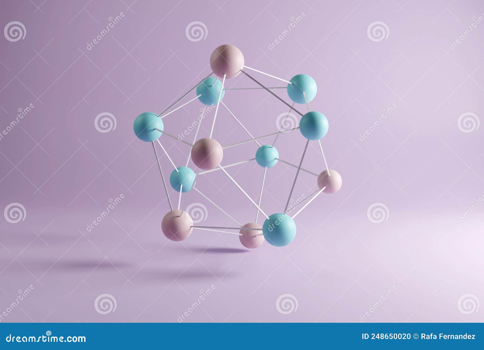 Connected Spheres With Molecules Connected To Each Other. Parallel ...