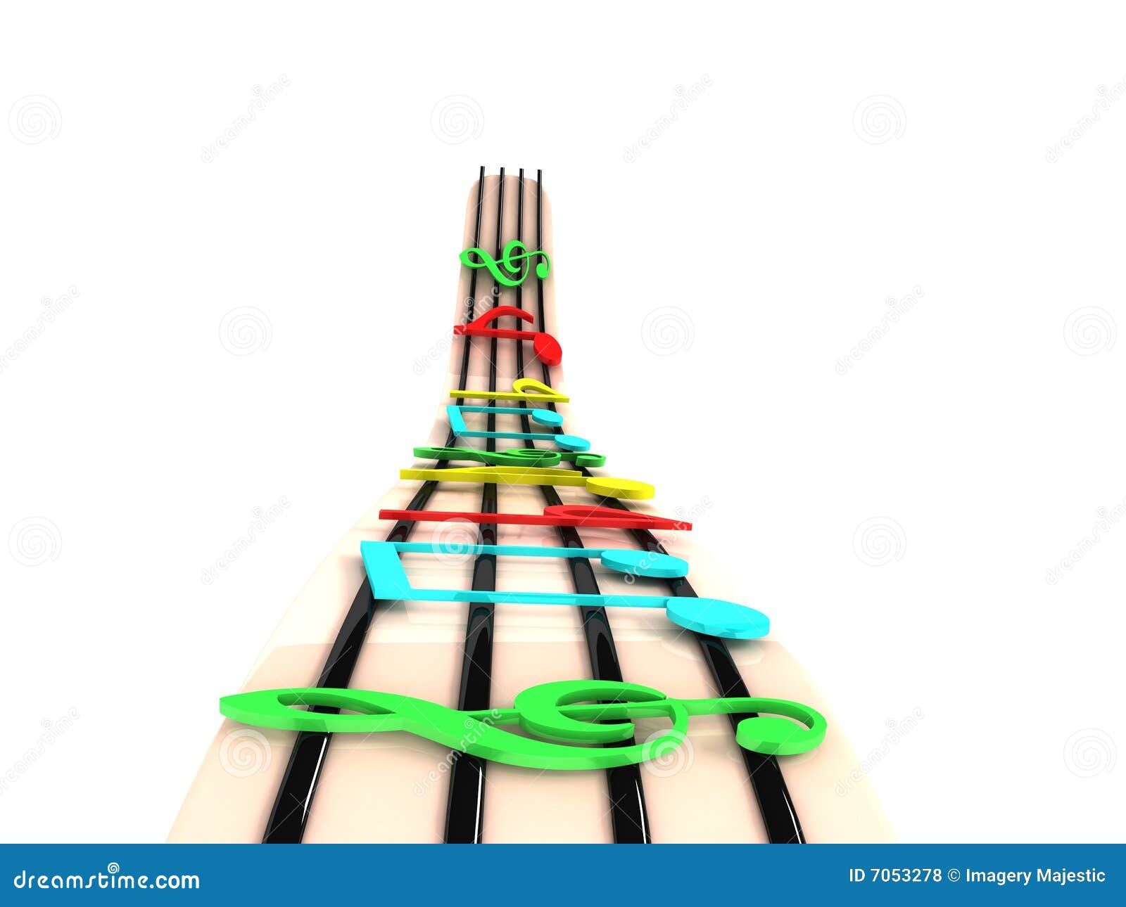 Three Dimensional Rendered Colorful Musical Notes Picture. Image: 7053278