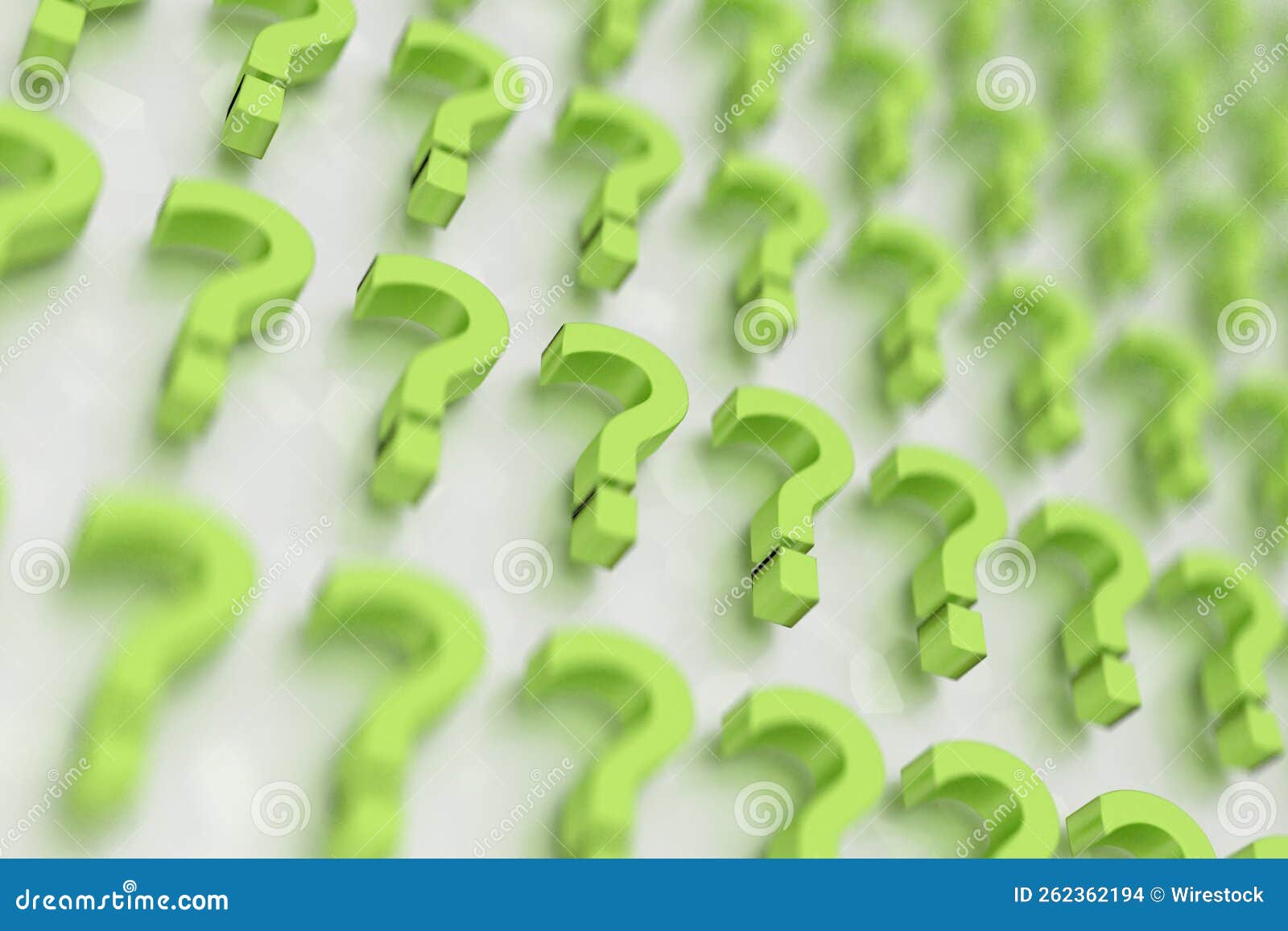 Three-dimensional Rendered Green Question Marks on a White Background ...