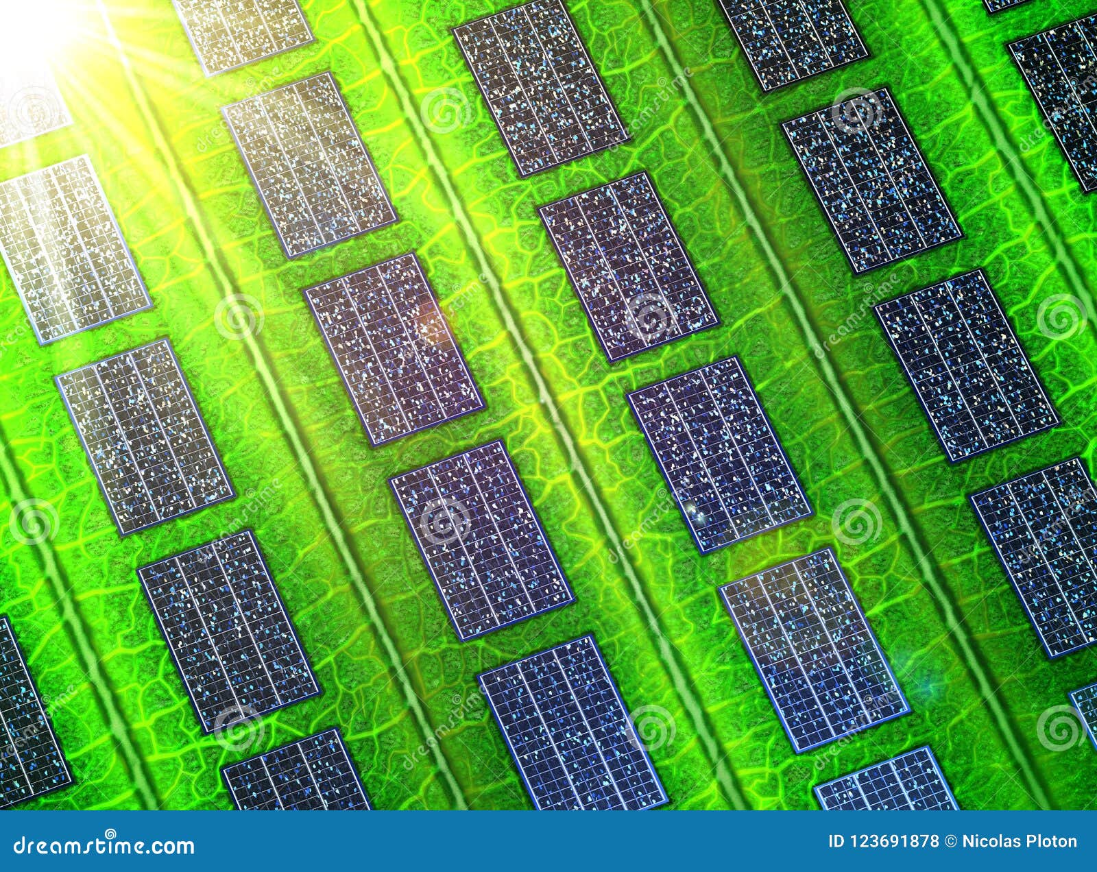 Close-up of a Leaf with Solar Panels Concept Energy Stock Photo - Image ...