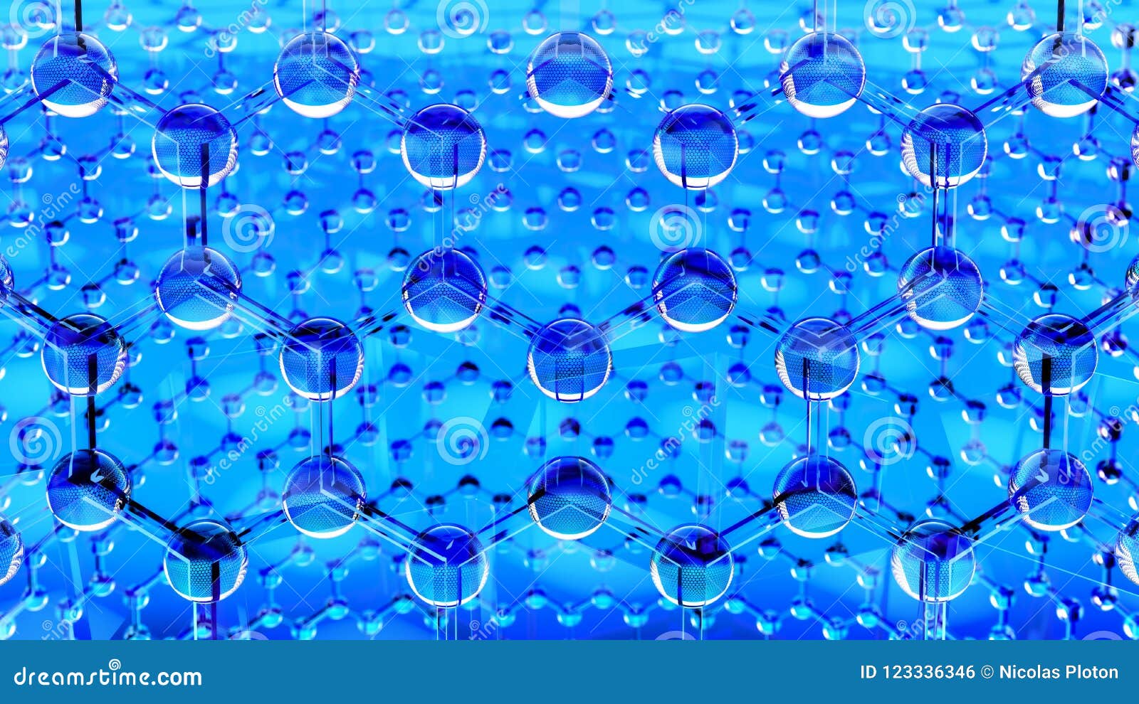 Closeup on a Blue Graphene Structure Stock Illustration - Illustration ...