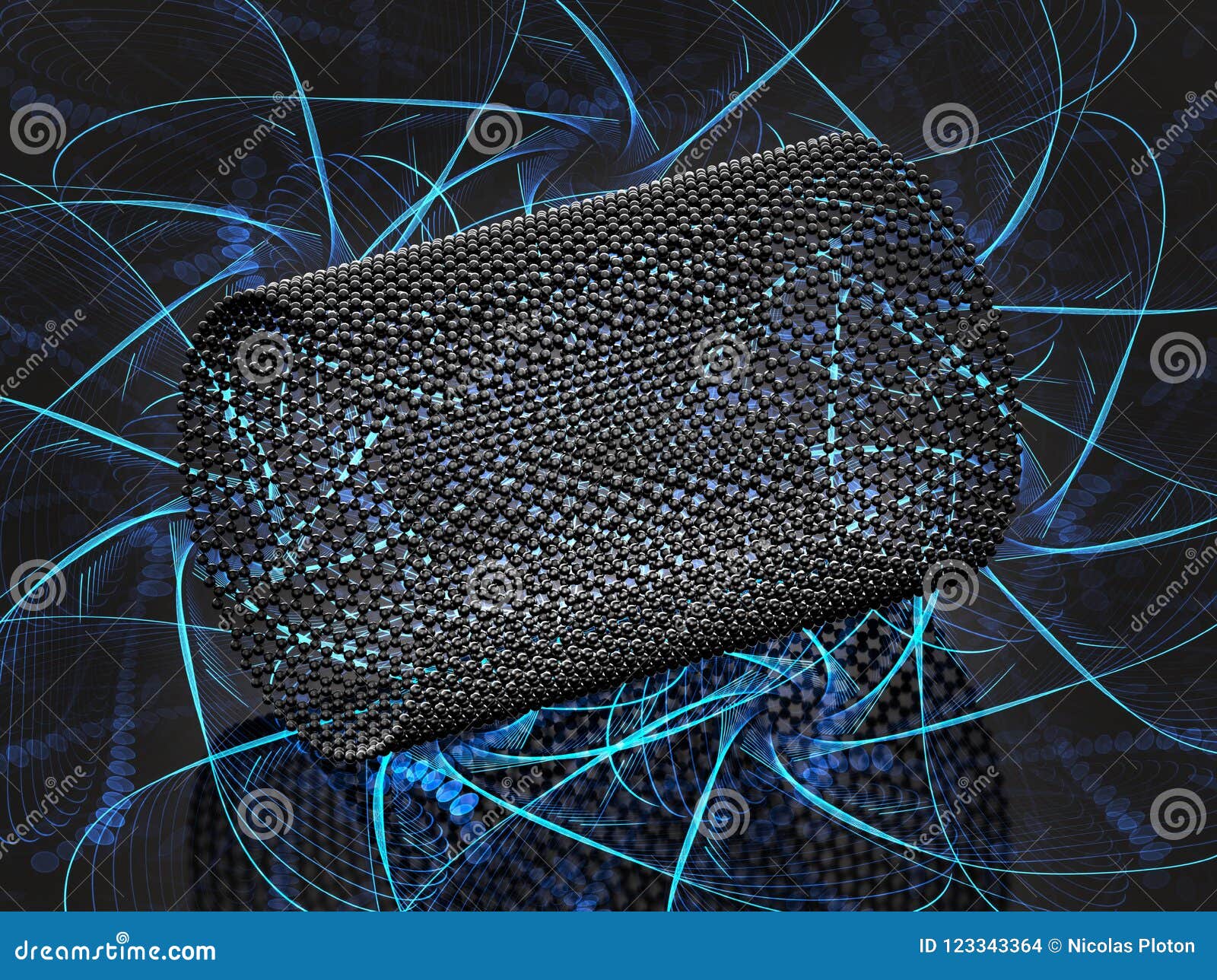 Closeup on a Graphene Tube with Blue Waves Stock Illustration ...