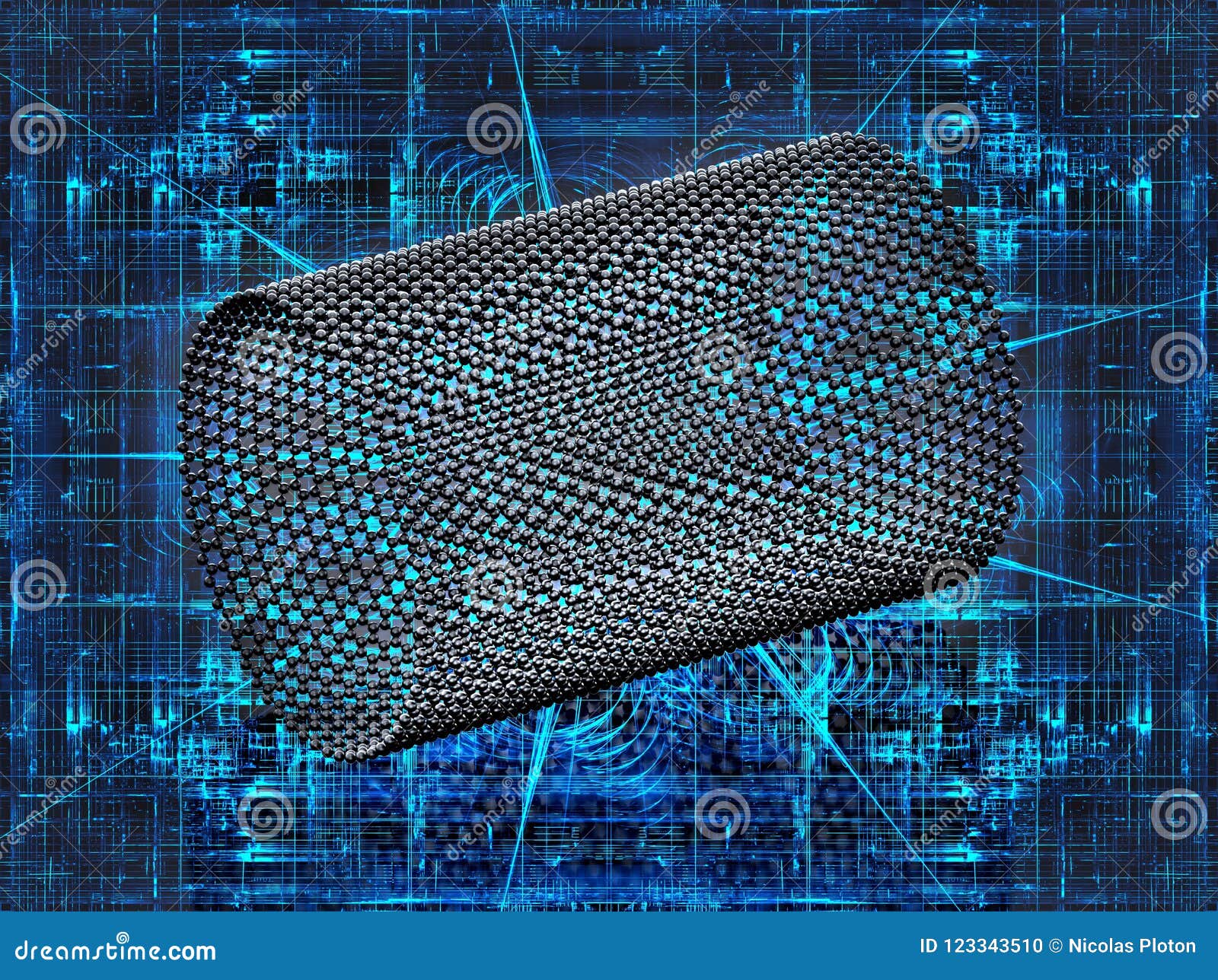 Closeup on a Graphene Tube with Electronic Background Stock Photo ...