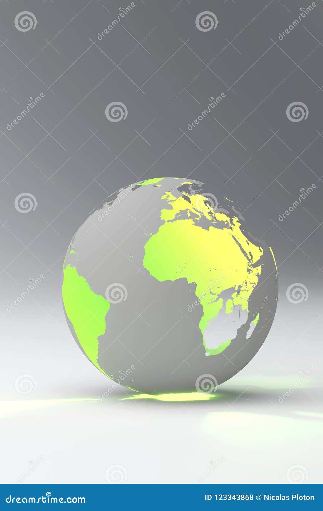 Design of a Green Earth Globe, Transparent Continent Effect, Vertical ...