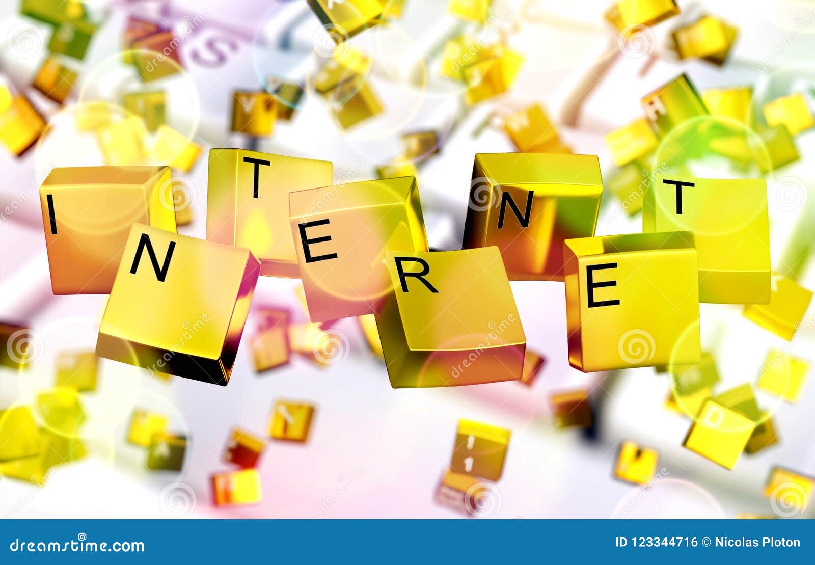 Golden Keys Showing the Word INTERNET Stock Illustration - Illustration ...