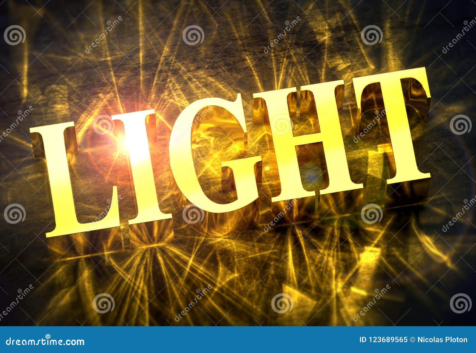 Golden `LIGHT` Word with Caustic Light Stock Illustration ...