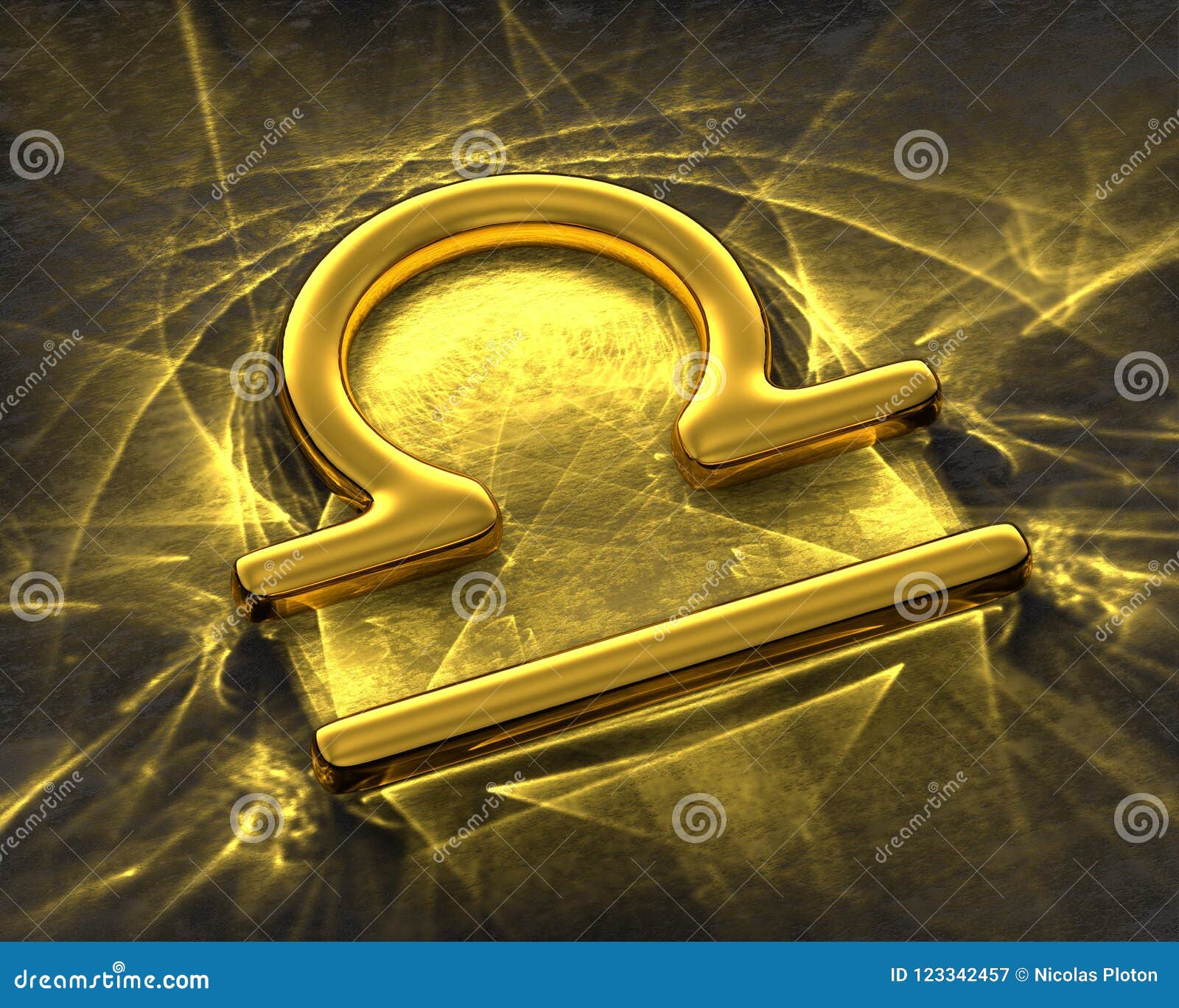 Sign of the Zodiac in Gold with Caustics - Libra Stock Illustration ...