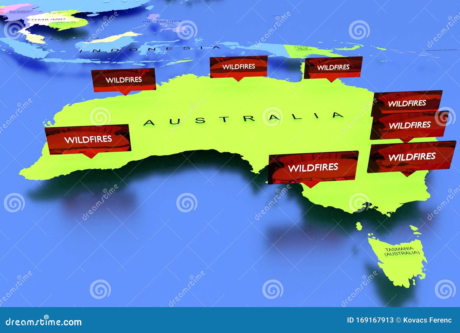 Three Dimensional Rendered Map of Australia Stock Illustration ...