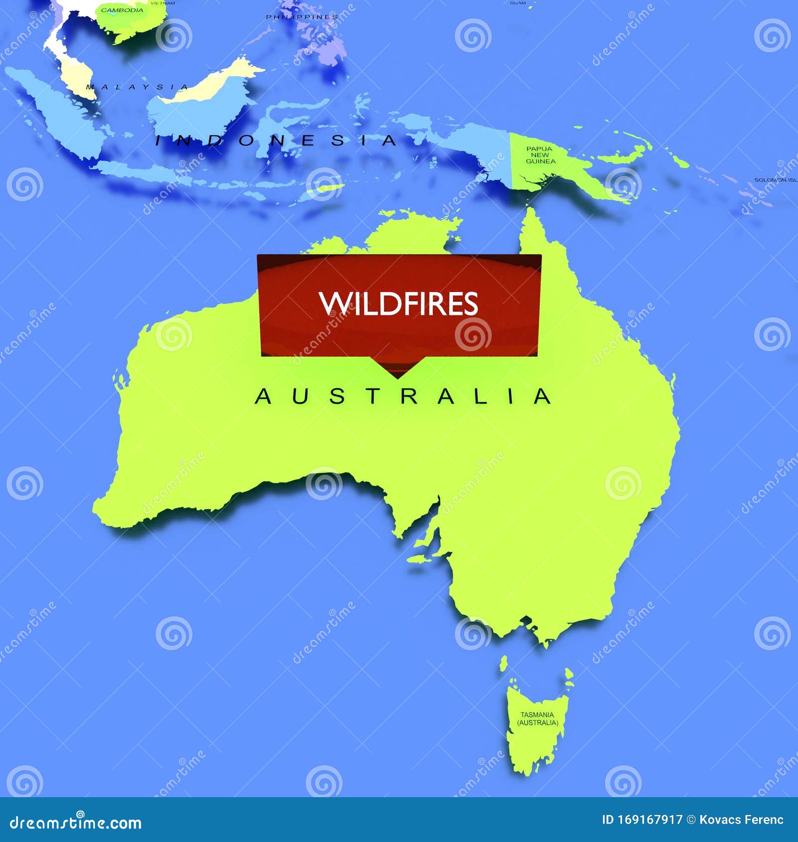 Three Dimensional Rendered Map of Australia Stock Illustration ...