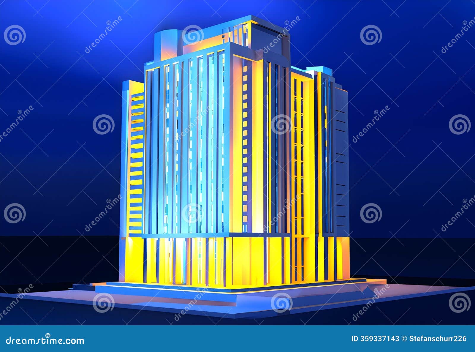 Three Dimensional Rendering of an Illuminated Modern High-rise Building ... Three Dimensional Rendering of an Illuminated Modern High-rise Building ...
