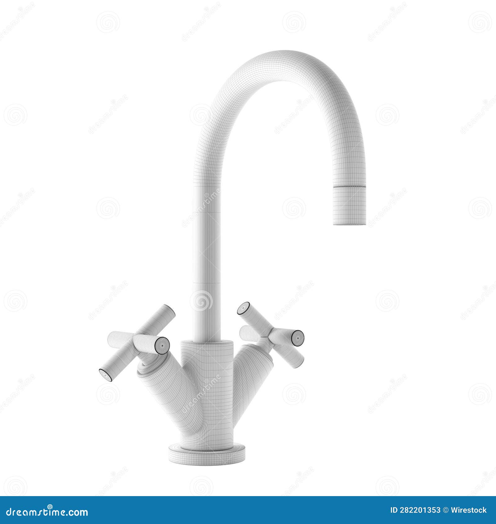 A 3d Render of a Modern Faucet Isolated on White Stock Illustration ...