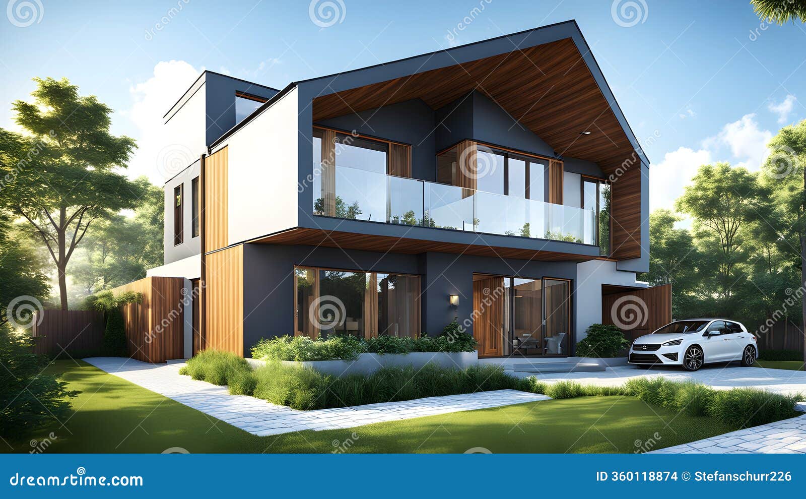 Three Dimensional Render of a Modern Ecological Residential House Stock ...
