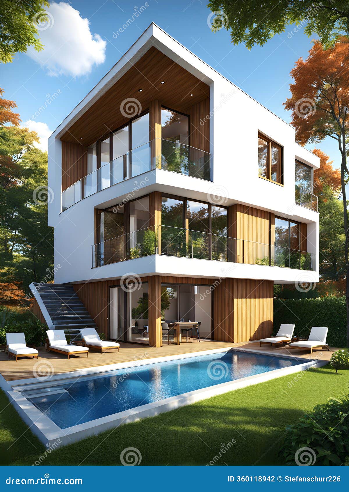 Three Dimensional Render of a Modern Ecological Residential House Stock ...