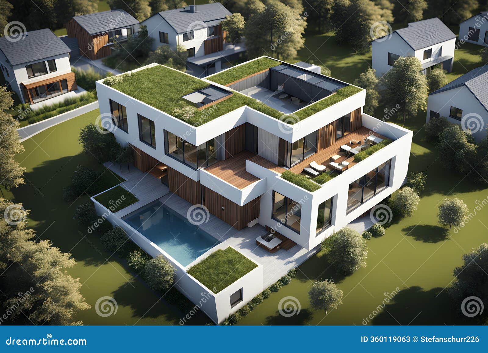 Three Dimensional Render of a Modern Ecological Residential House Stock ...