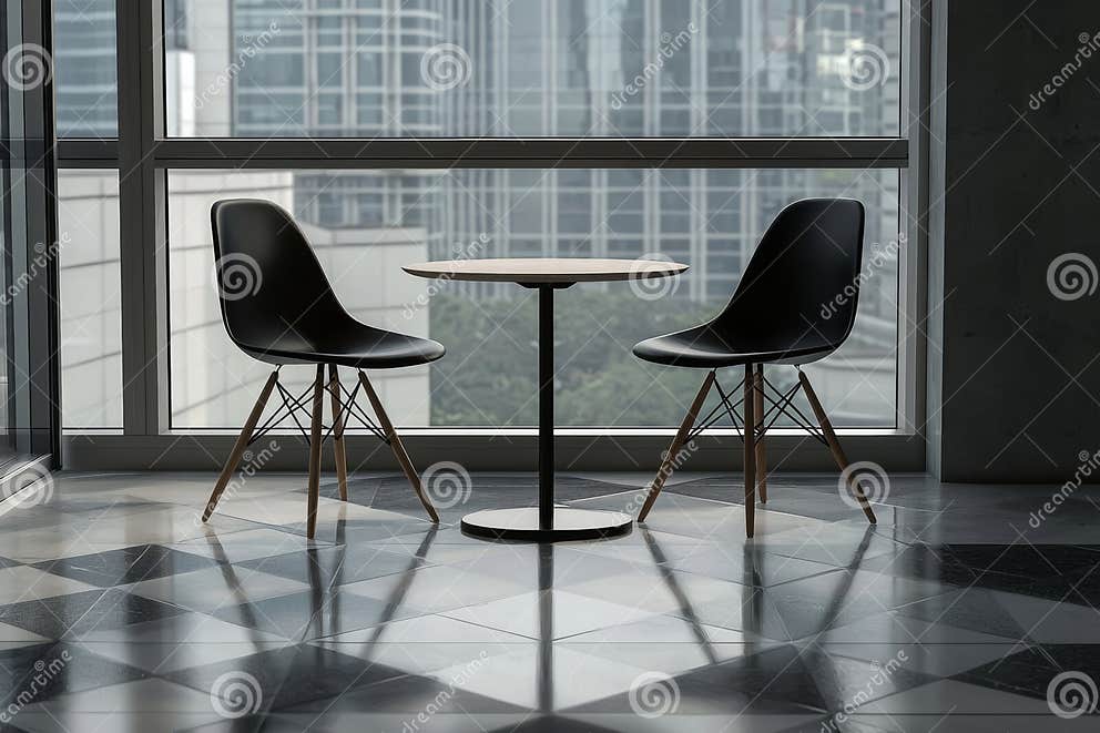 Three-dimensional Rendering of a Modern Waiting Area with Two Chairs ...