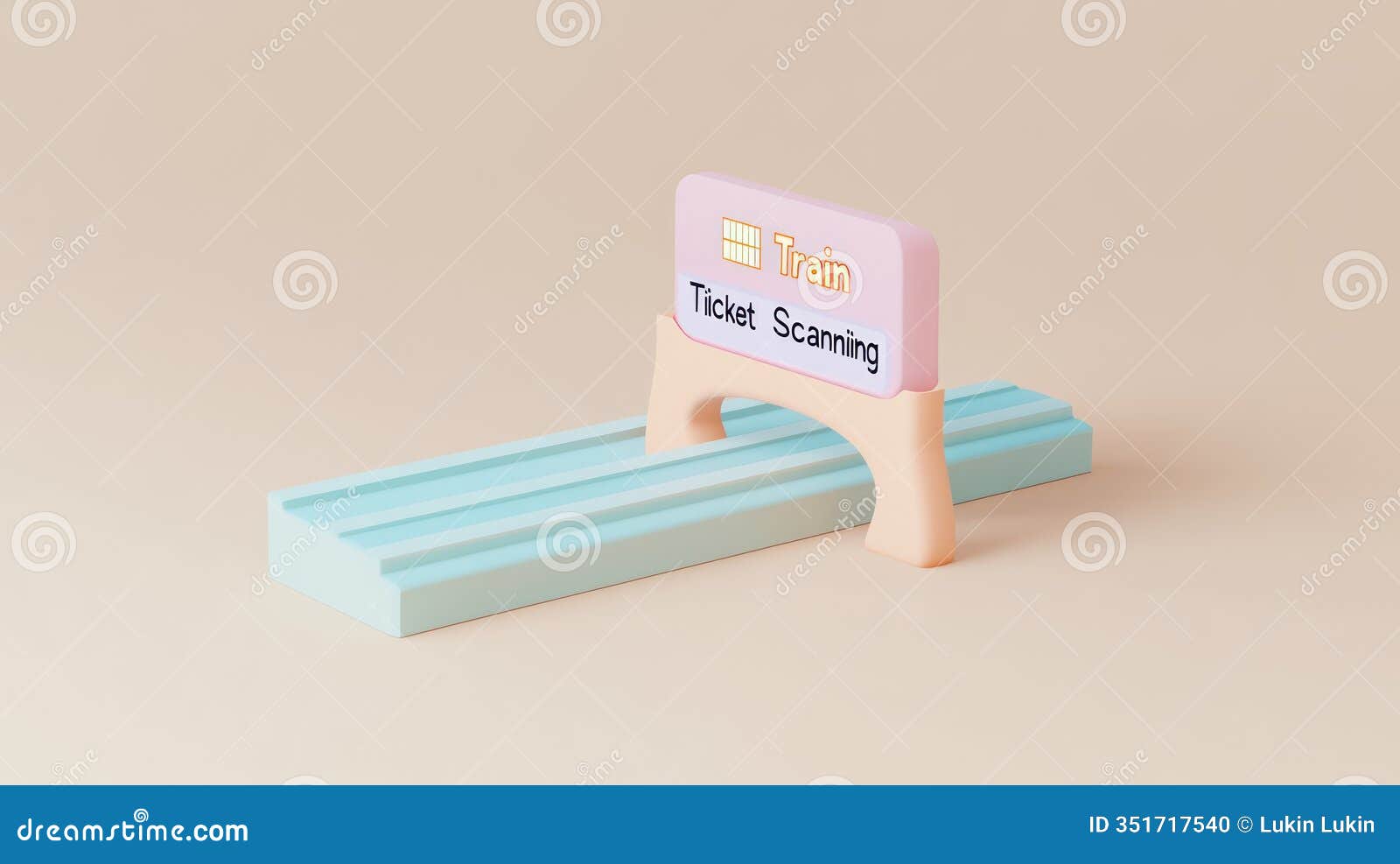 Three-dimensional Rendering of a Pastel Train Ticket Scanning System ...