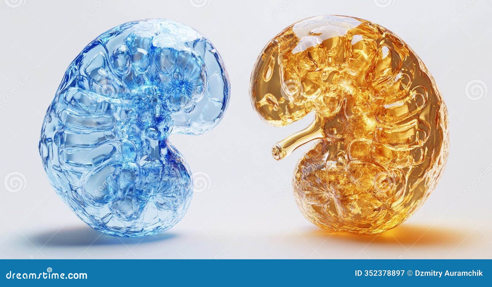 A Three-dimensional Rendering of Two Human Kidneys, Depicted in ...