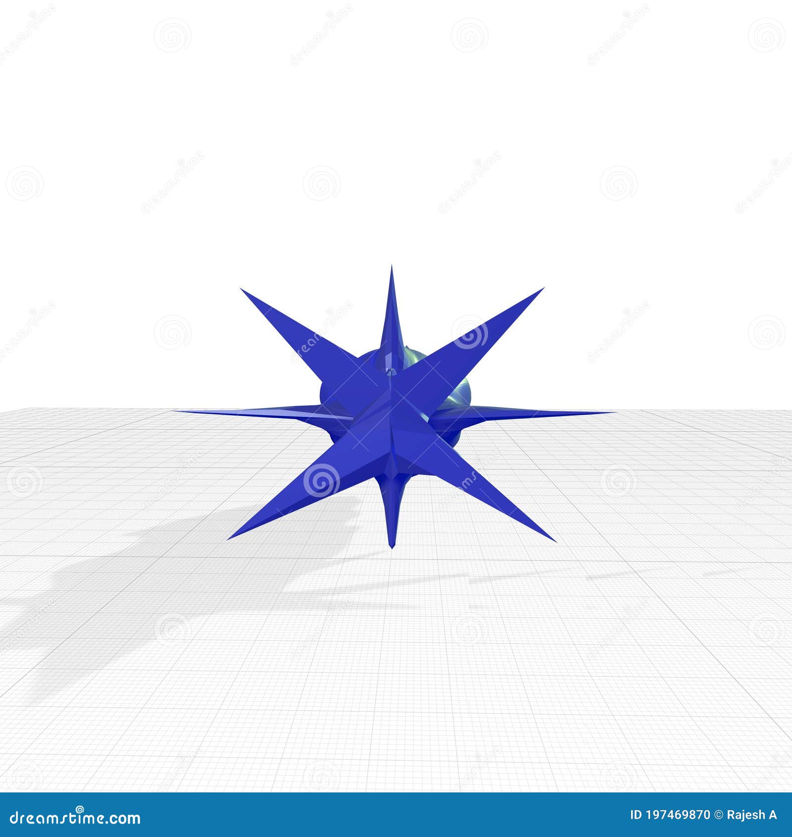 Three Dimensional Rendering Work of a Blue Star Stock Illustration ...